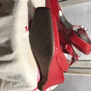 AEROSOLES | Shoes | Red Patent Arosoles Wedge Sandal | Poshmark
